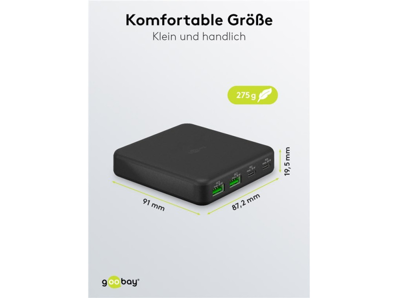 Multiport 4x GaN Table Charger (65 W) black hos Loh Electronics AB